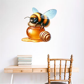 Watercolour Cartoon Bumble Bee Wall Art Bedroom Motorhome Vinyl Sticker ...