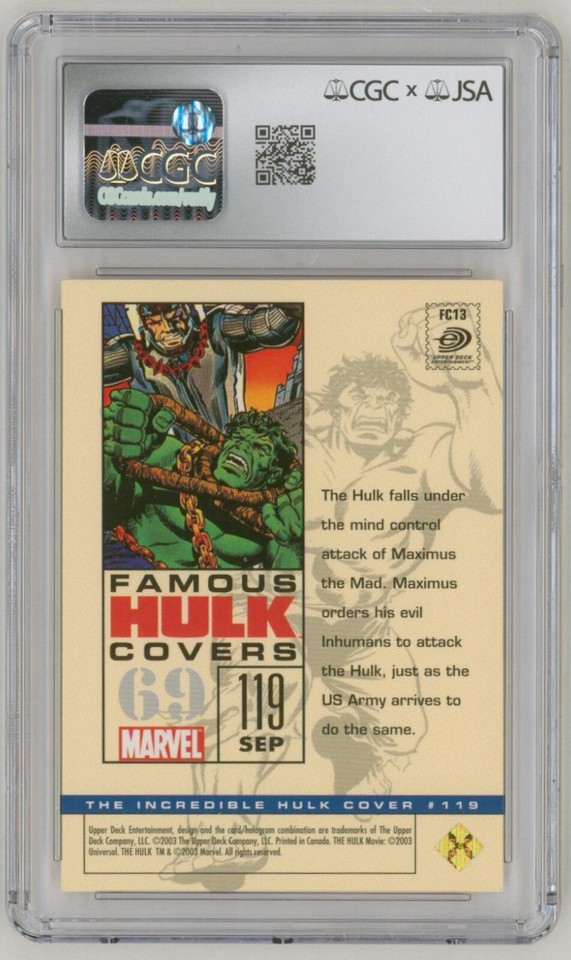 CGC JSA SS 8 SIGNED Herb Trimpe Incredible Hulk #119 Famous Covers Art ...