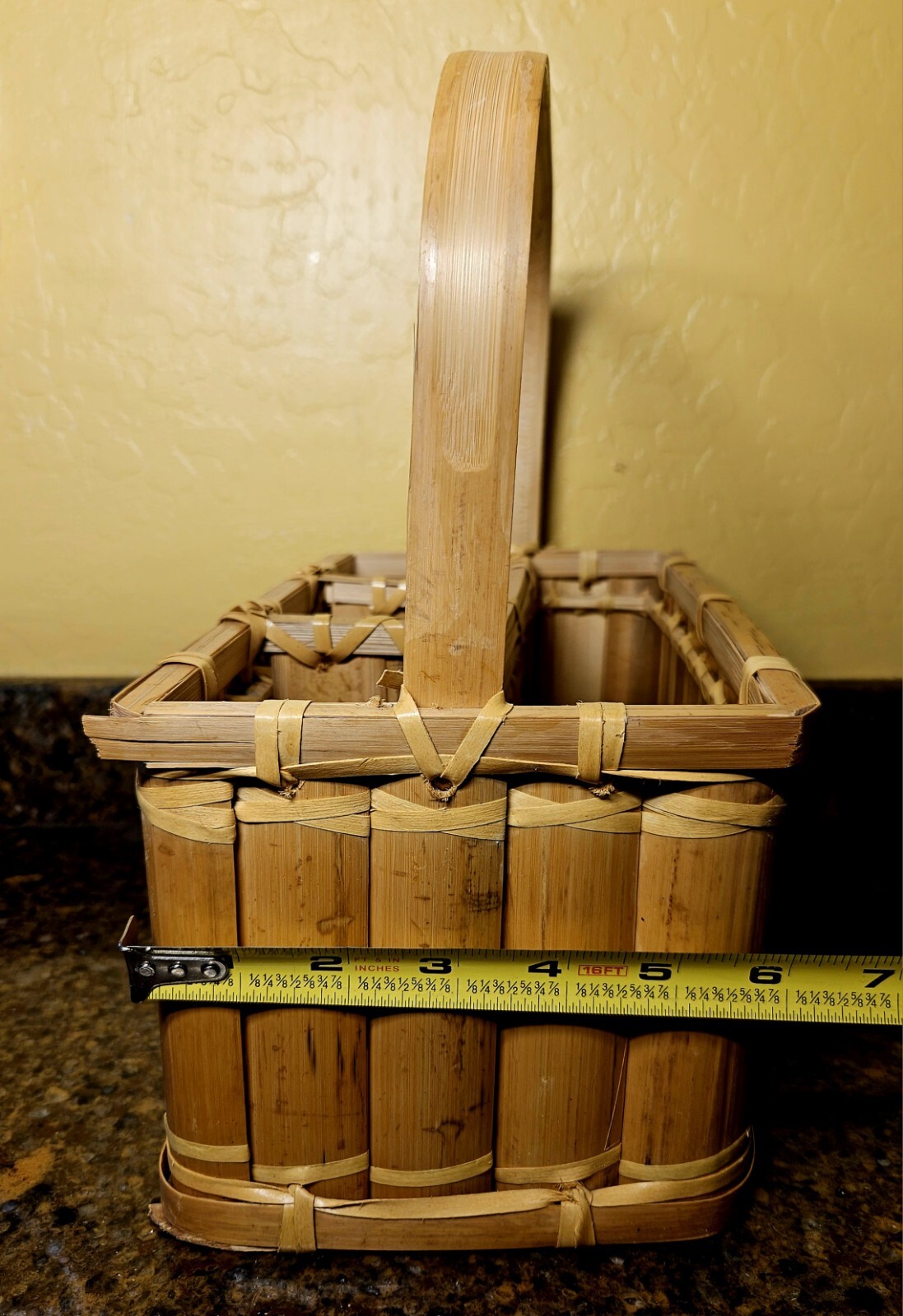 Handmade Vintage Bamboo Utensil caddy with handle. Boho Bohemian Chic ...