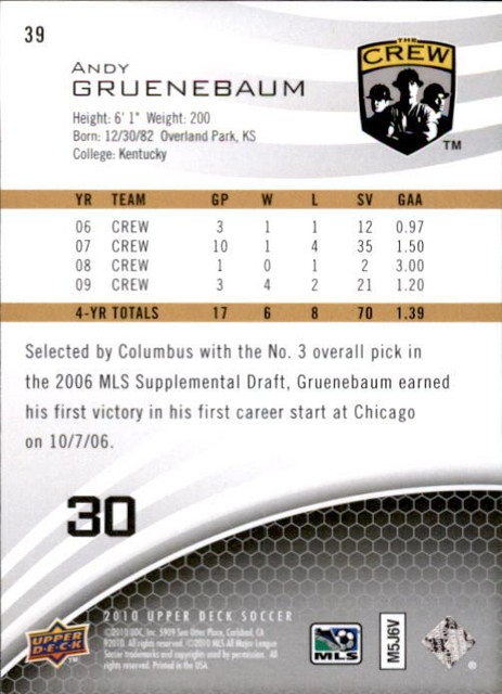 2010 Upper Deck - #39 Andy Gruenebaum for sale online | eBay