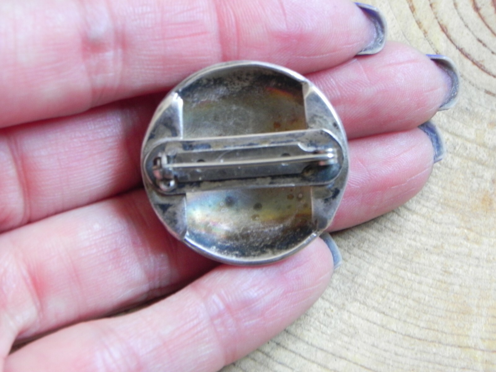 Aquamarine, Brass & Sterling Silver Round Pin by PP Navajo | eBay