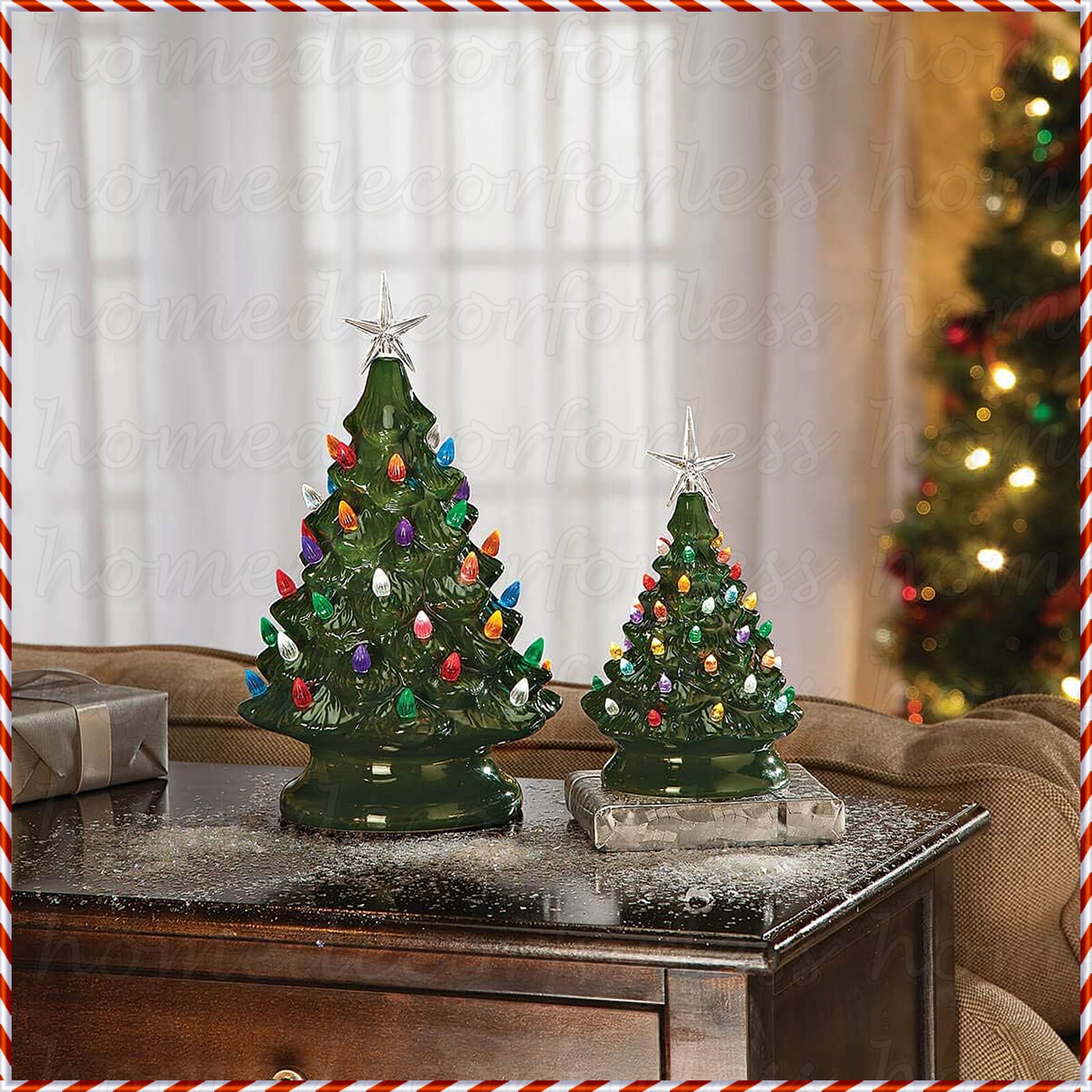 Lighted Nostalgic Ceramic Christmas Tree w/ Timer Vintage Holiday ...