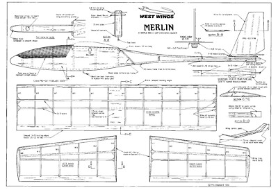 Merlin 35" span free flight glider plan | eBay UK