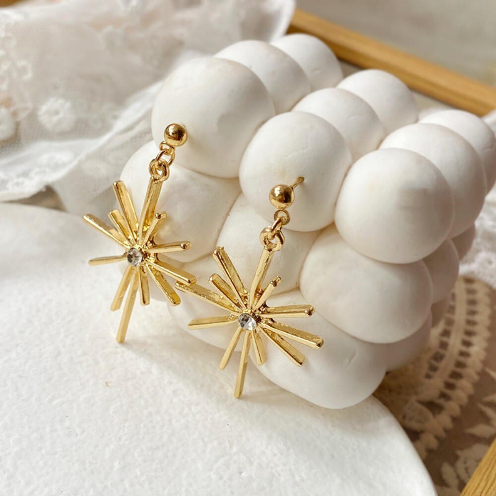 Alloy Sunshine Earrings Pendant Ear Studs Jewelry Rising Sun Earrings ...