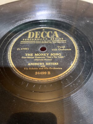 L@@L ANDREWS SISTERS/VIC SCHOEN BELLA BELLA MARIE/THE MONEY SONG Decca ...