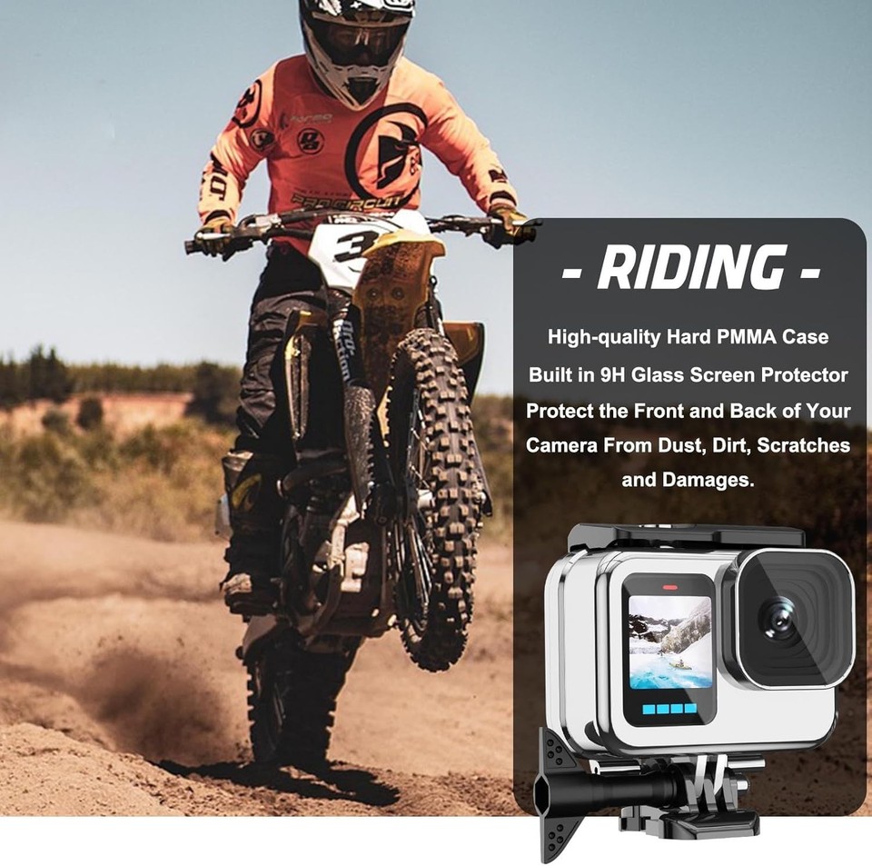 Waterproof Housing for Go Pro Hero 13-9 60M/196FT Diving Case with ...