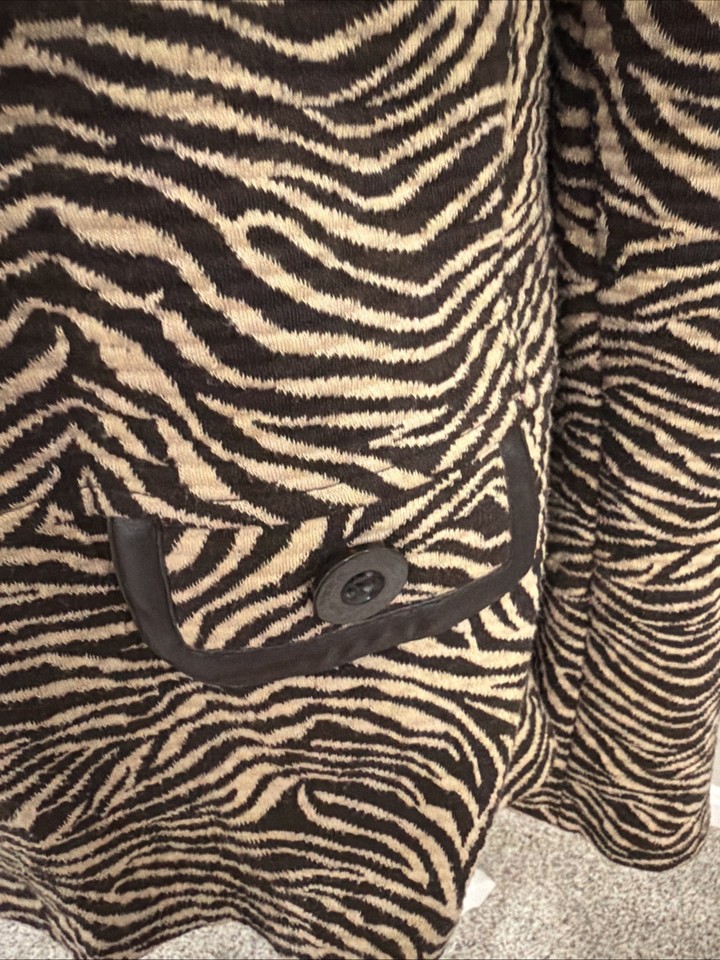 JM Collection Women's Brown Zebra Stripe Jacket W Faux Leather Trim Sz ...