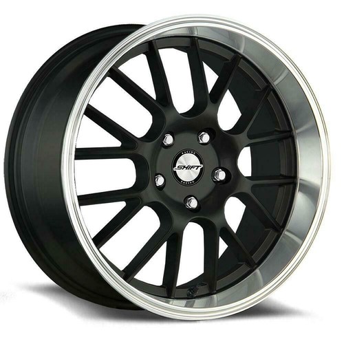 18x8.5 Shift H28 Crank 5x114.3/5x120 30 Black Polished Lip Wheels Rims ...