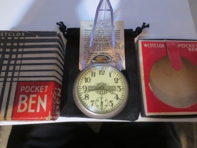 1940s 16s Westclox Pocket Watch Harley Davidson Ad Theme Dial & Case ...