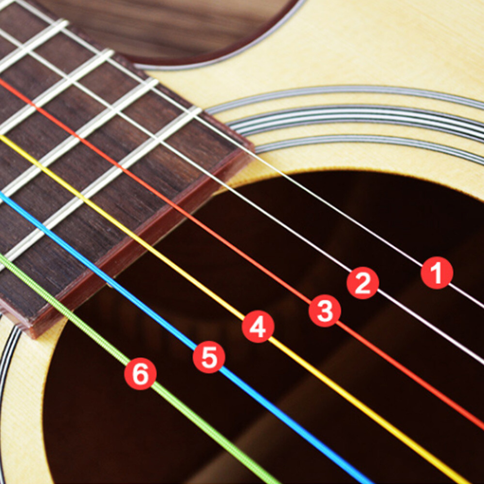 Acoustic Color Guitar Strings Rainbow Set of 6 Light Universal | eBay ...