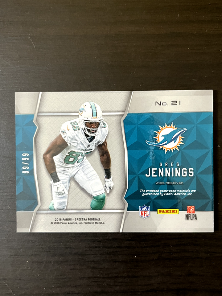 Greg Jennings 2016 Spectra City 2 City Dual Relic 99/99 GU Jersey ...