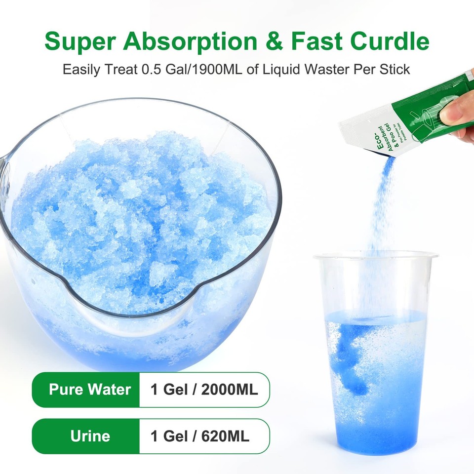 25 pack Portable Toilet Absorbent Gel Powder, Poo Gel for Camping ...