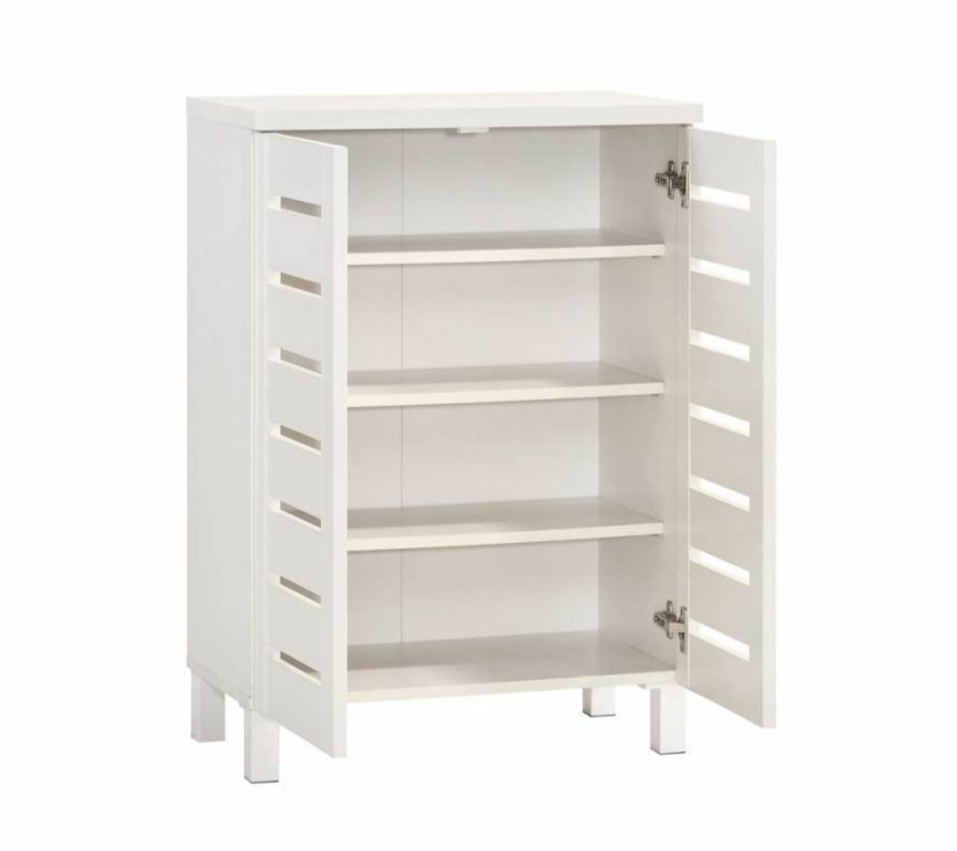 TAD | 4 Tier 2 Door Shoe Storage Cabinet Cupboard Stand Rack Unit White ...