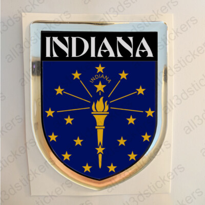 Indiana USA Sticker Seal Resin Domed Flag United States Stickers 3D ...