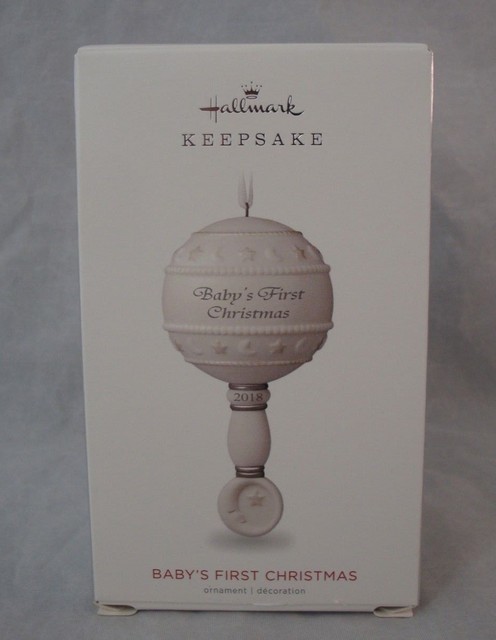 Hallmark 2018 Babys First Christmas Rattle Porcelain Dated Keepsake 1st ...