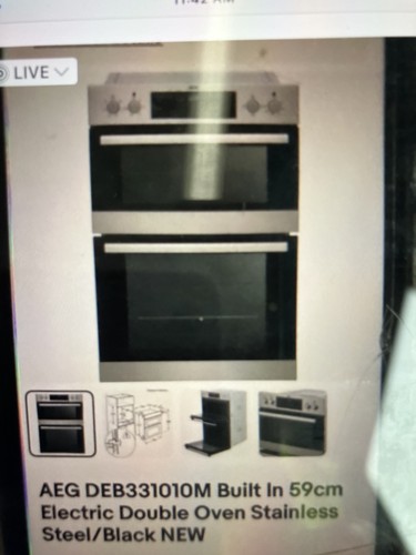 AEG DEB331010M Built In 59cm Electric Double Oven Stainless Steel/Black ...
