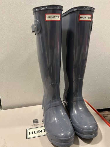 Hunter Original Tall Gloss Dark Gray Rubber Pull-On Rain Boots Women’s ...