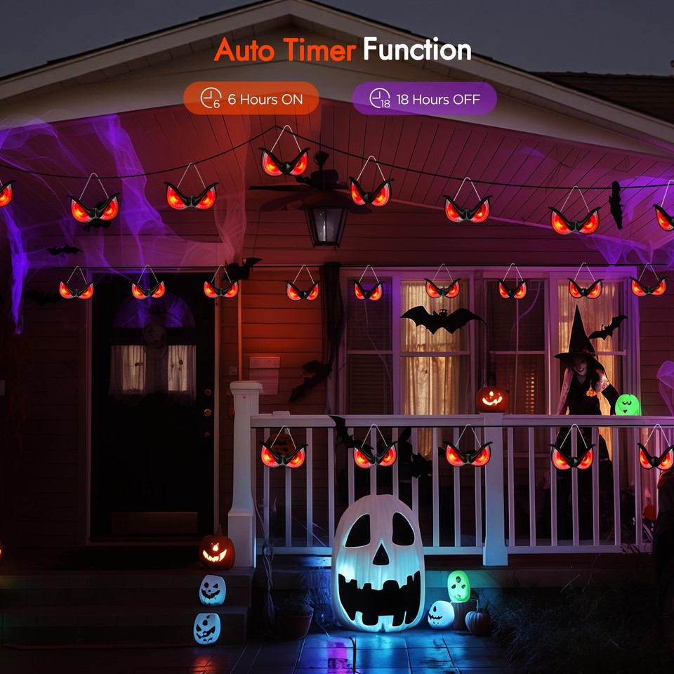 WBao Halloween Decorations Outdoor Flashing Spooky Eyes Lights, Red ...