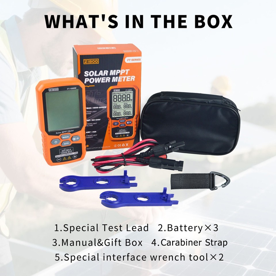 ZIBOO SOLAR MPPT METER PHOTOVOLTAIC MULTIMETER PV MODULE POWER TESTER ...