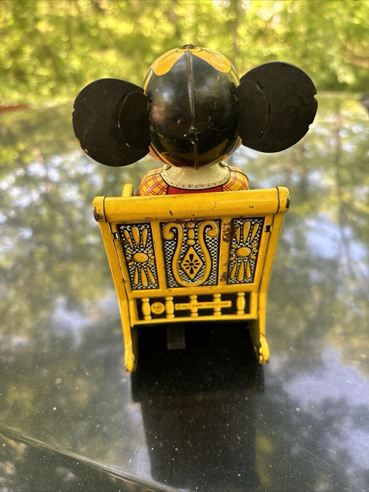 Vintage Mechanical Minnie Mouse Rocking Chair Wind Up Disney Line MAR ...