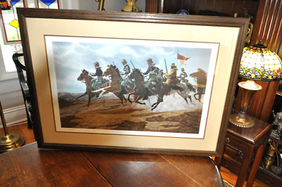 Joe Grandee 1974 Signed Lithograph Pursuit and Attack Framed Double Mat ...