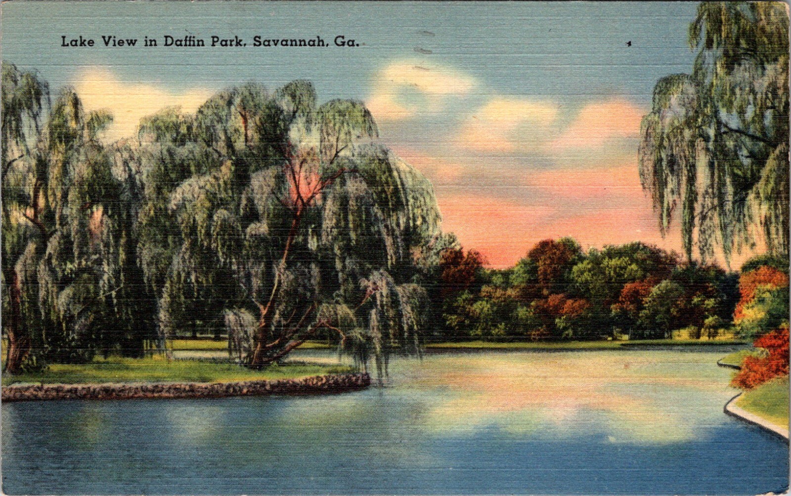 Savannah GA Lake View in Daffin Park Free Posted Postcard I238 | eBay