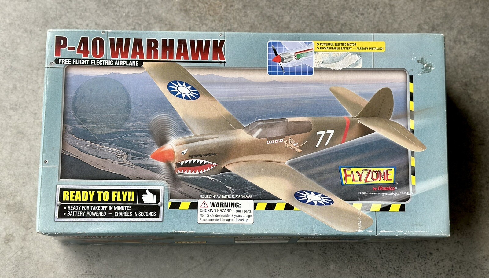 Complete Flyzone By Hobbico P-40 Warhawk Free Flight Electric Model ...
