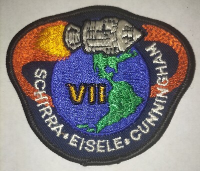 Vtg NASA Apollo 7 Mission Patch Schirra, Eisele, Cunningham | eBay