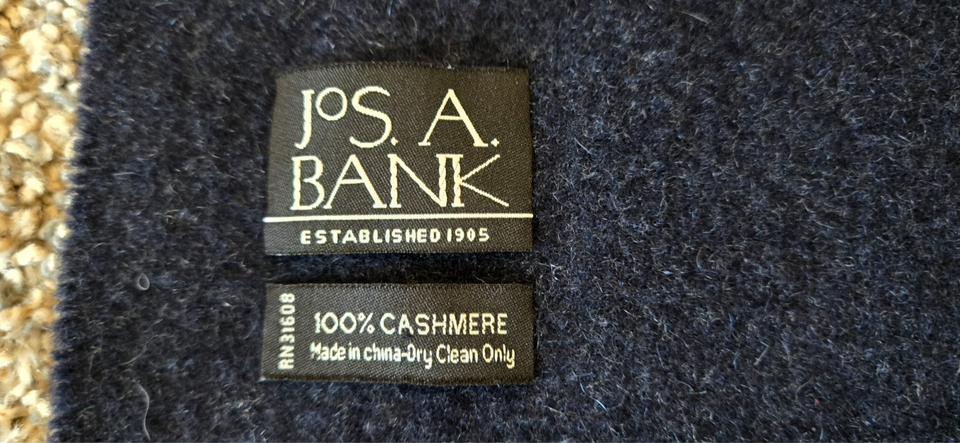 Jos A Bank 100% Cashmere Scarf Blue/blue Fringes Soft Casual ...
