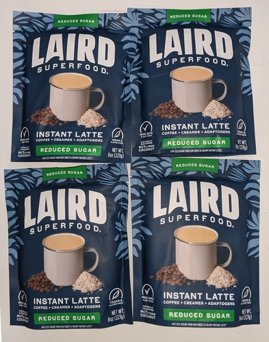 Laird Superfood Instant Latte Coffee+Creamer+Adaptogens Reduced Sugar ...