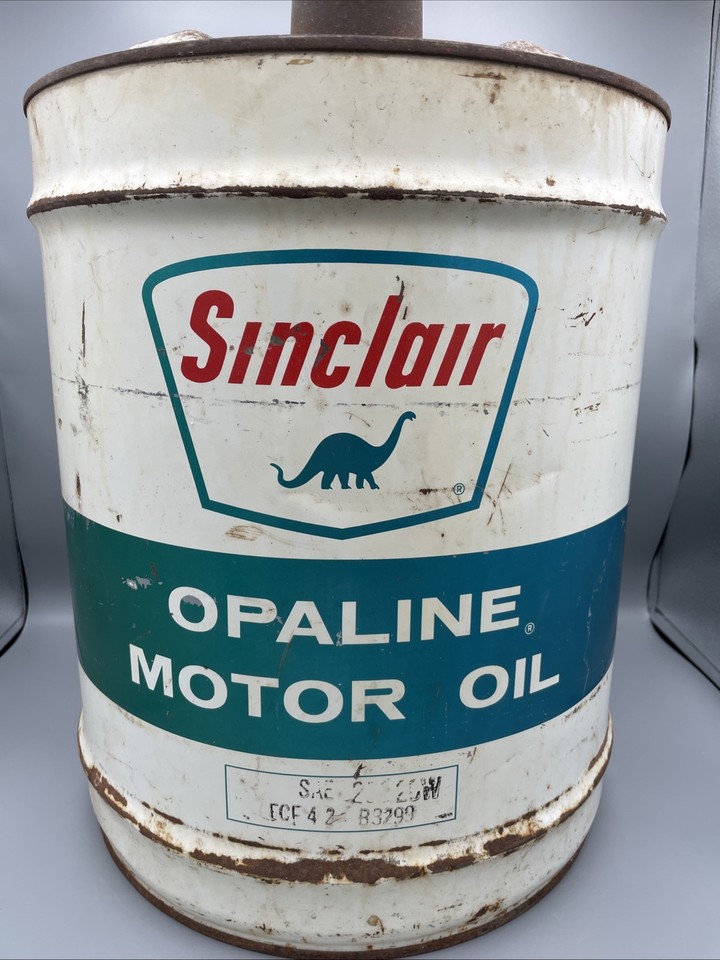 VINTAGE ADVERTISING Sinclair Dino Opaline Motor Oil 5 Gallon Can | eBay