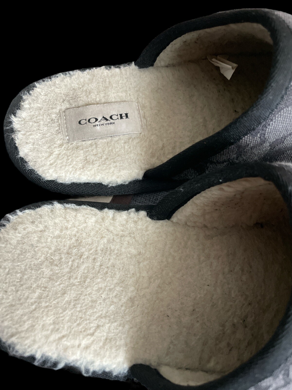 Coach Monogram Signature Jacquard Gray Slippers Mens … - Gem
