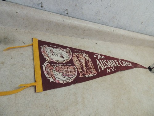 The Ausable Chasm, NY Full Size Pennant, Felt, Old Worn, Rainbow Falls ...