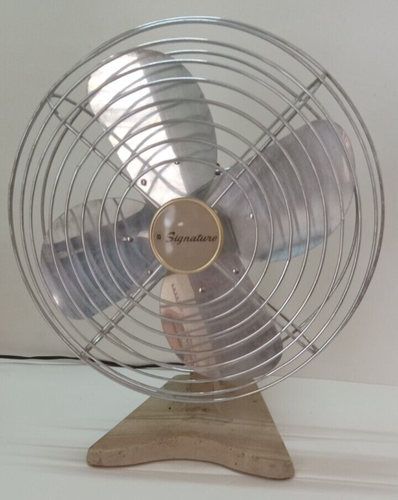 Vintage Metal Electric Signature Table-Top Fan 1950s Cast Iron Bast 13 ...