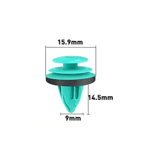 9mm Hole Push-in Plastic Rivet Sheet Metal Plugs 14.5mm long size Front ...