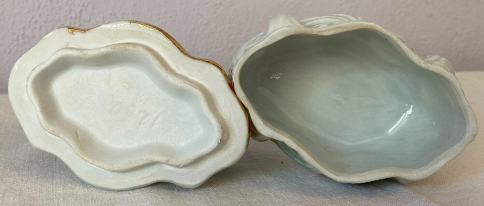Victorian 1880s Conta & Boehme Porcelain Fairing Trinket Box Mermaid ...