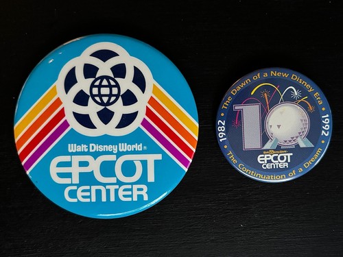 Vintage EPCOT Center Pinback Buttons, 1982 & 1992 10-Year, Walt Disney ...