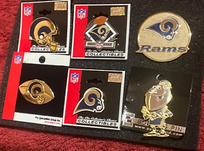 Set of 5 Los Angeles Rams Logo Pins and a Rams Refrigerator Magnet ...