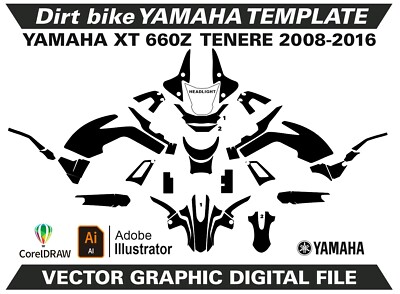 YAMAHA XT 660Z TENERE 2008-2016 Template Vector Format Ai CDR EPS M68 ...