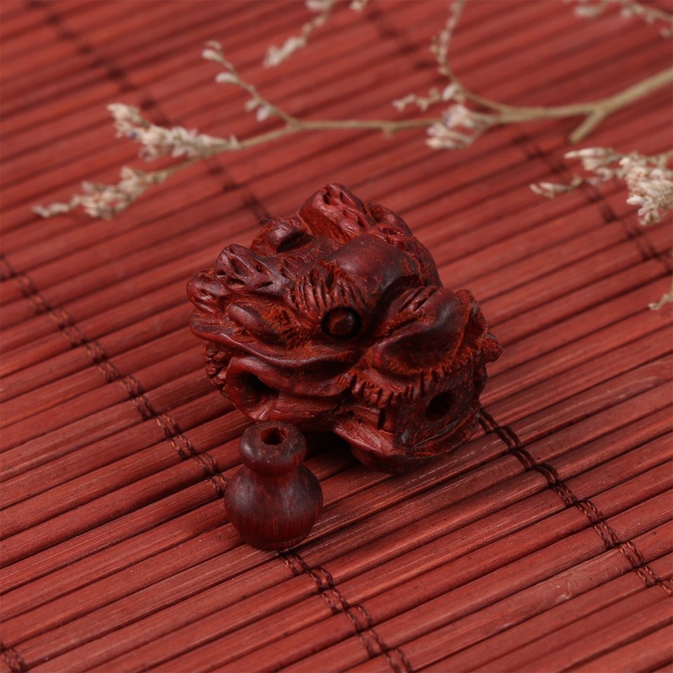Three-dimensional Hand Carved Chinese Dragon Head DIY Pendant Wooden ...