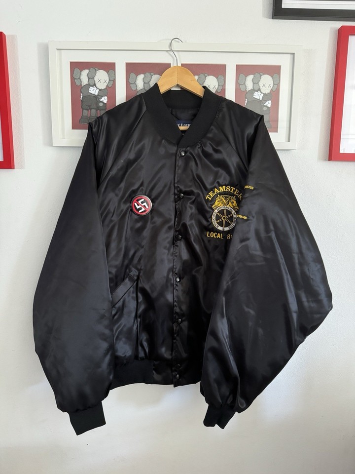 Teamsters Local 896 Union Jacket Black King Louie 3XL Satin Bomber Anti ...