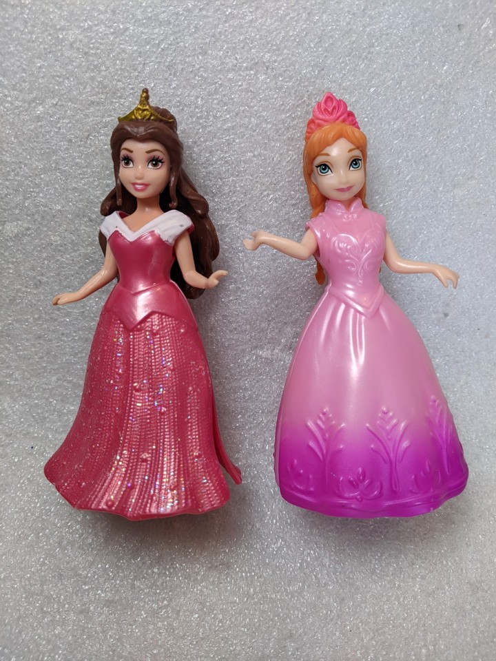 Disney Princess Magic Clip Polly Pocket Style Dolls 6 Dresses 2 Mermaid ...