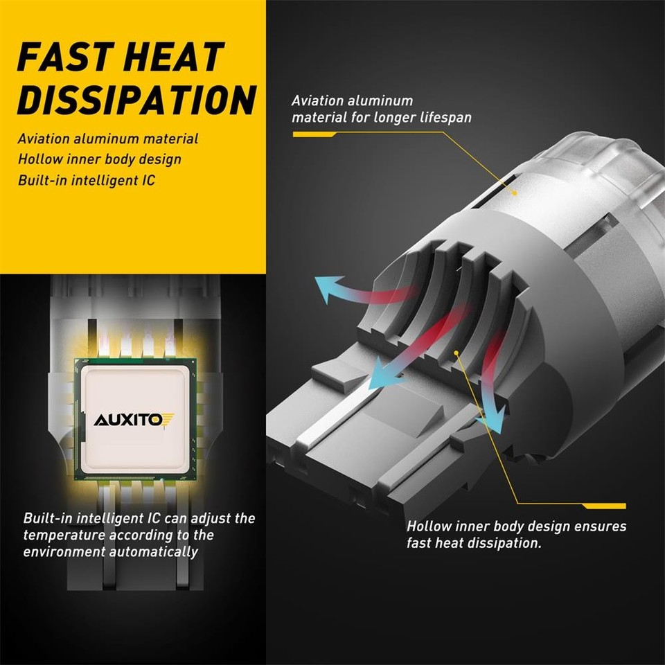 7443 7440 7444 T20 Red LED Bulb Strobe Brake Tail Stop Parking Light ...