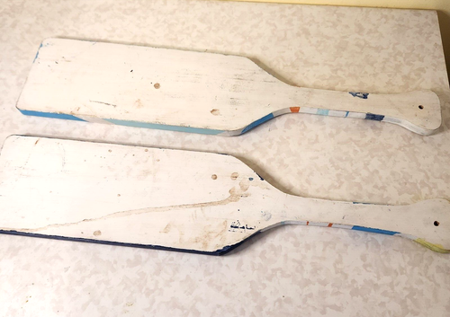 Distressed Wood Striped Oars Wall Decor Nautical Canoe Boat Paddles 2D ...