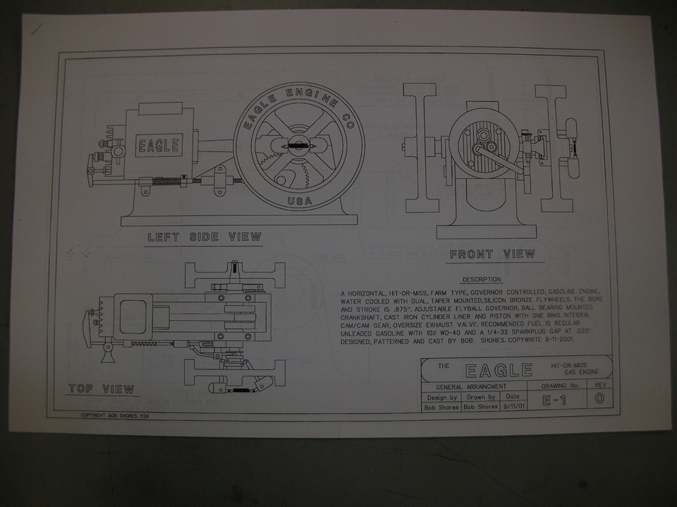 Bob Shores Eagle Hit Miss Model Engine Casting Kit, Drawings and ...