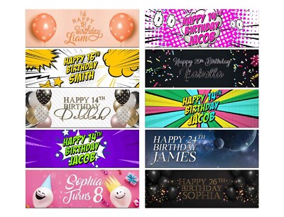 Personalised Birthday Banners Generic Design Children Kids Party ...
