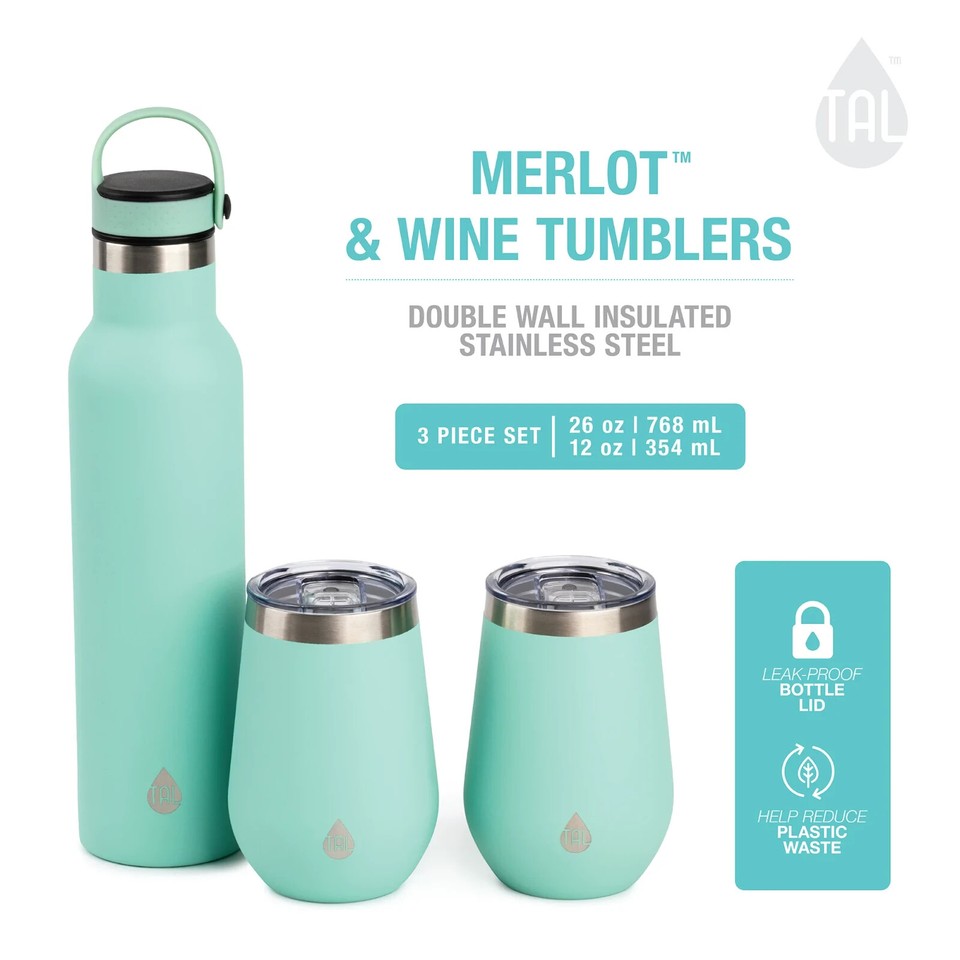 Mint Stainless Steel Ranger 26oz Bottle/ 12oz 2 Wine Tumblers by TAL | eBay