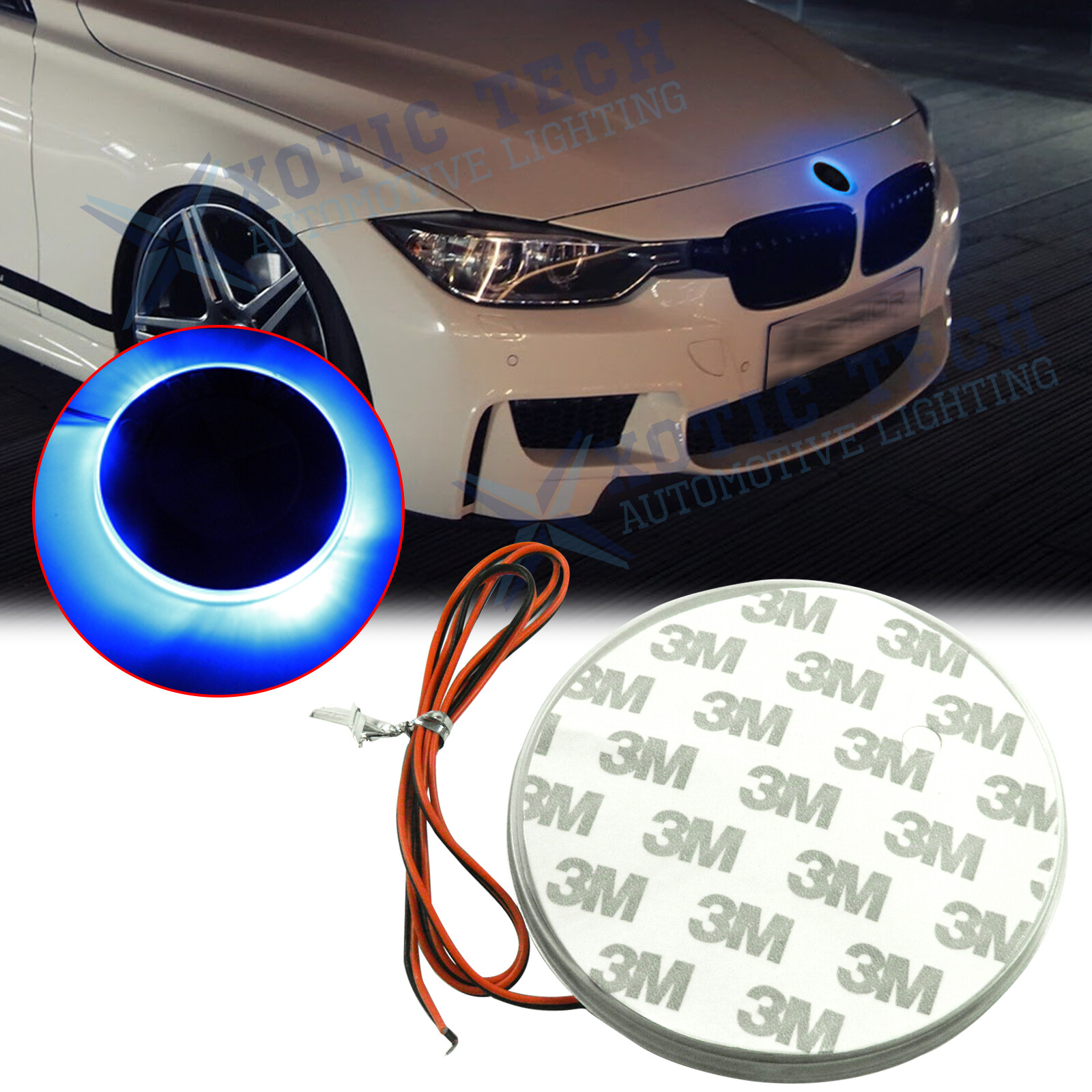 8000K Ultra Blue Emblem LED Background Light 82mm For BMW 3 5 7 Series ...