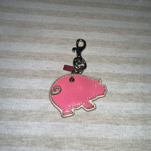 Coach Leather Pink Pig Piggy Key Fob Chain Keychain Bag Charm Rare | eBay