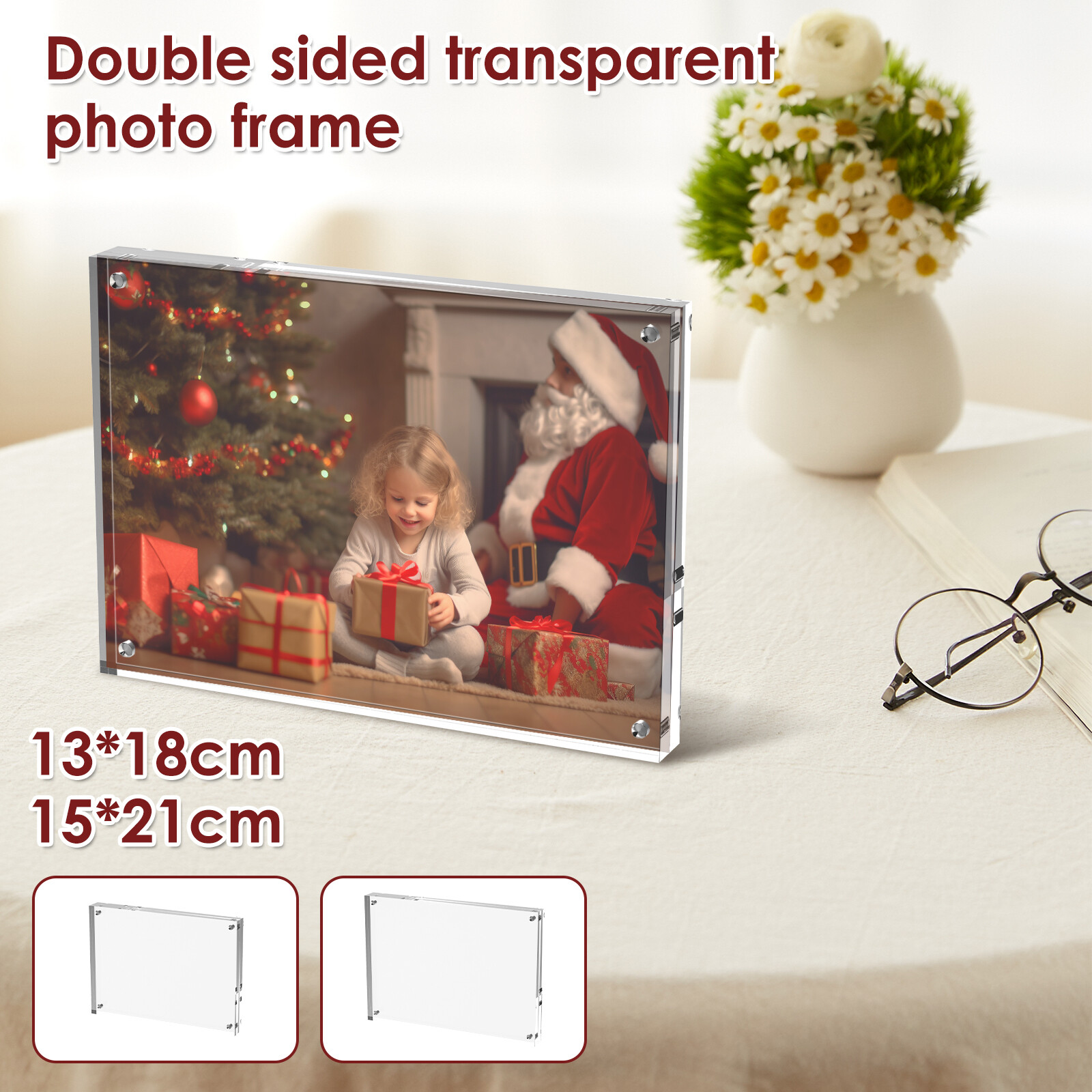 Acrylic Photo Frames Clear Magnetic Picture Frame Double Sided Magnetic ...